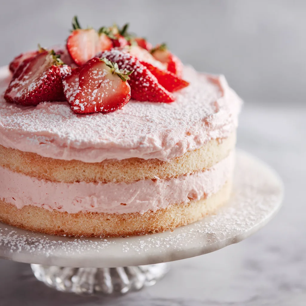 Heavenly Strawberry Cake Recipe – A Moist Pink Layer Cake with Cream ...